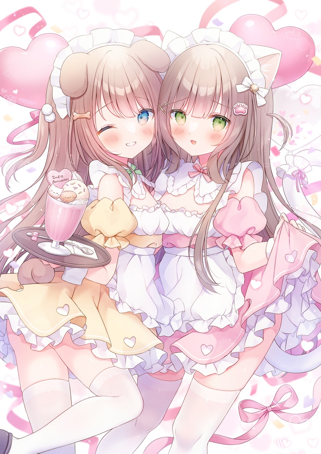 omochi monaka animal ears inumimi loli maid nekomimi no bra skirt lift tail thighhighs ...